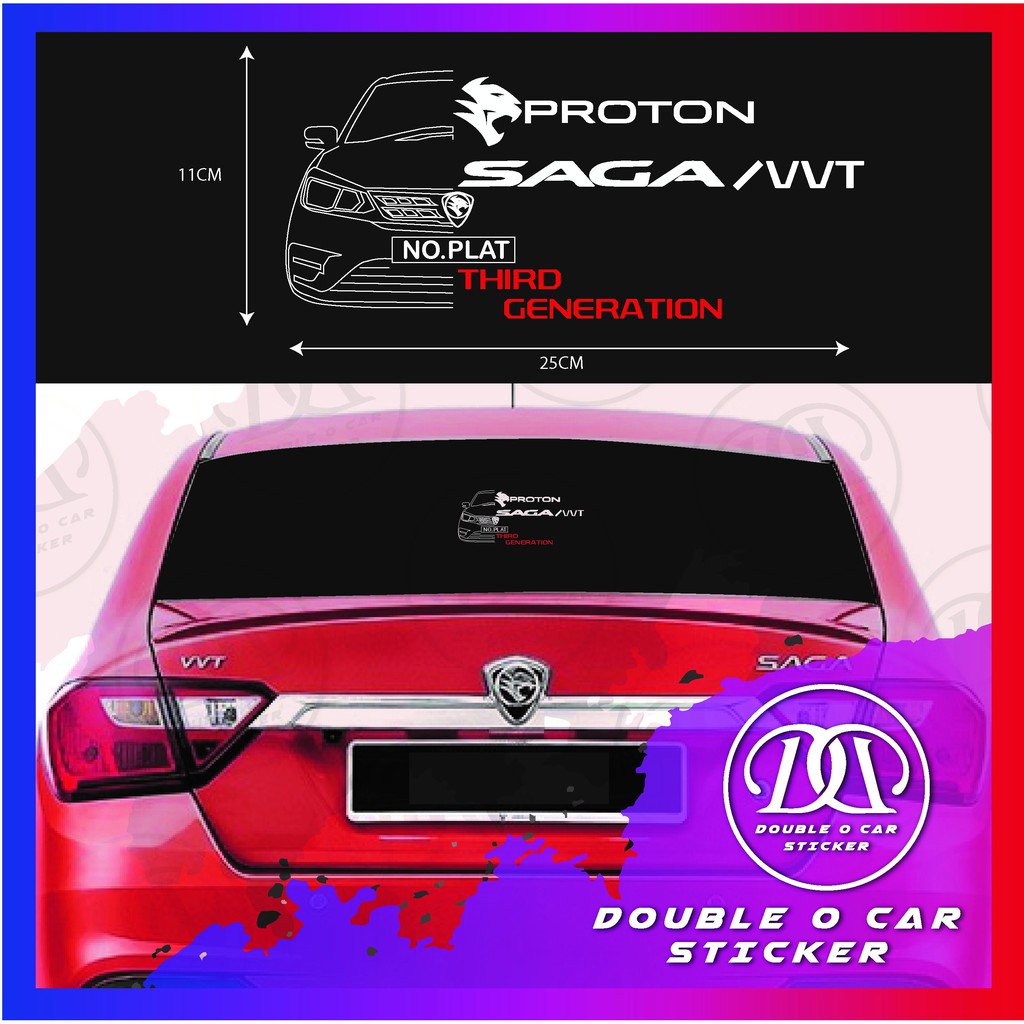 PROTON SAGA VVT THIRD GENERATION SHAPE&WORDS HIGH GRADE Sticker KI00198 ...