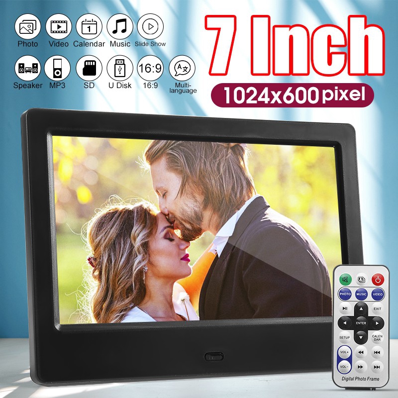 5V Screen LED Backlight HD 1024x600 Digital Photo Frame 7 Inches Full ...