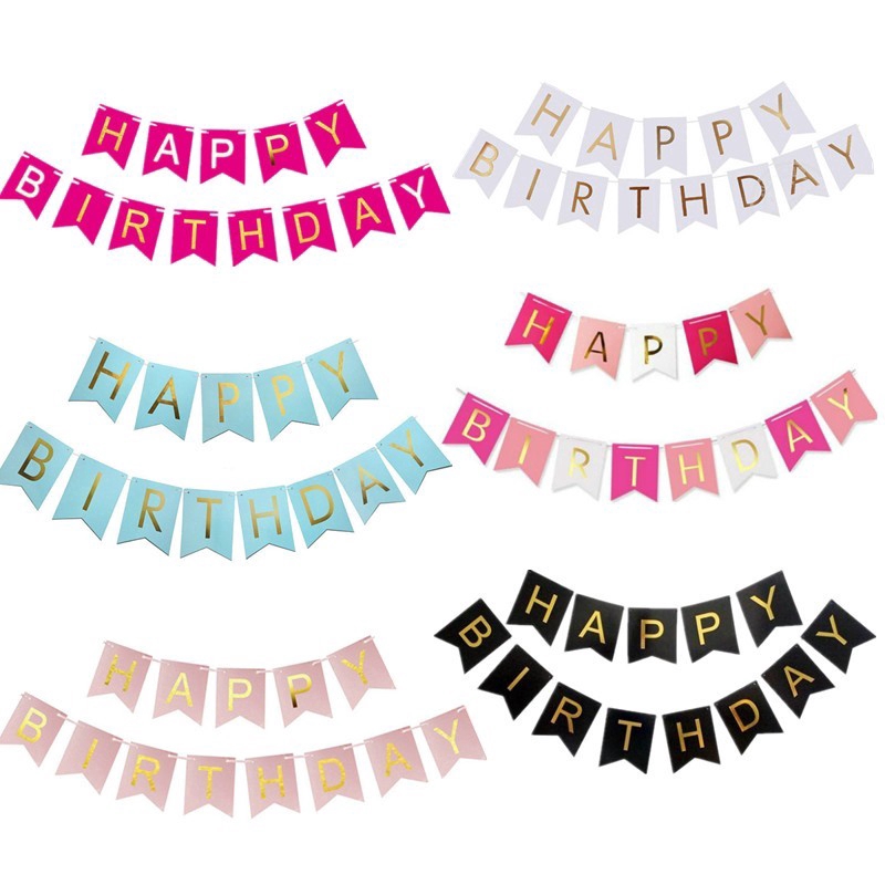 HAPPY BIRTHDAY Letter Bunting Banner String Flags Baby Shower Party ...