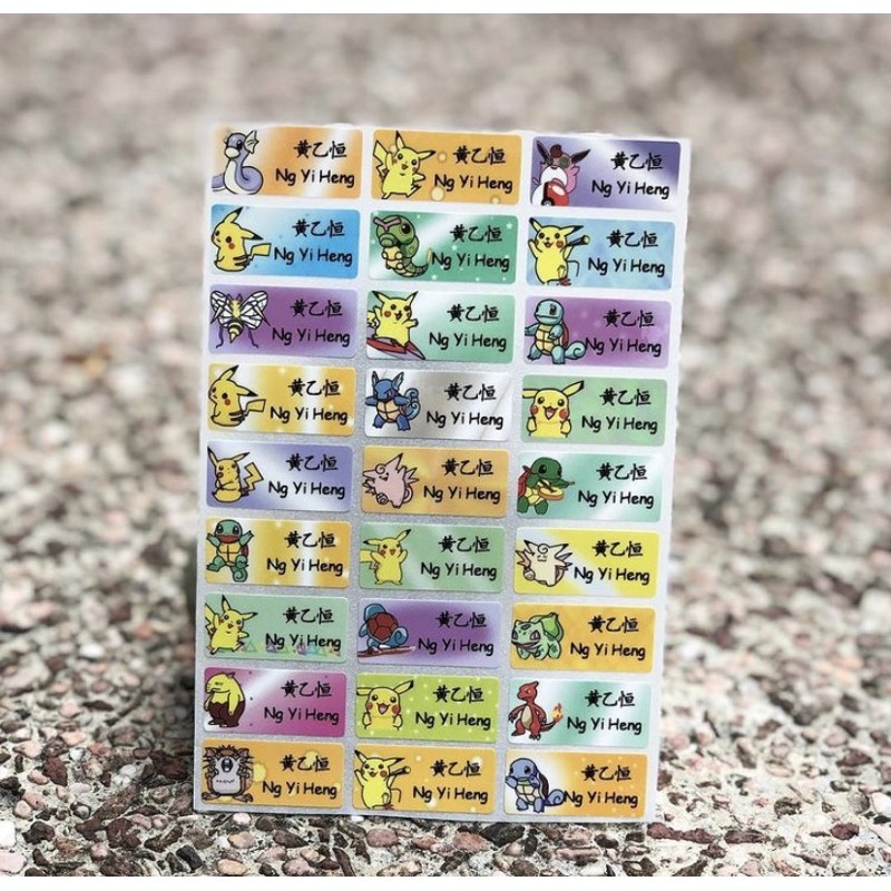 Personalised waterproof sticker name labels (pokemon) | Shopee Singapore
