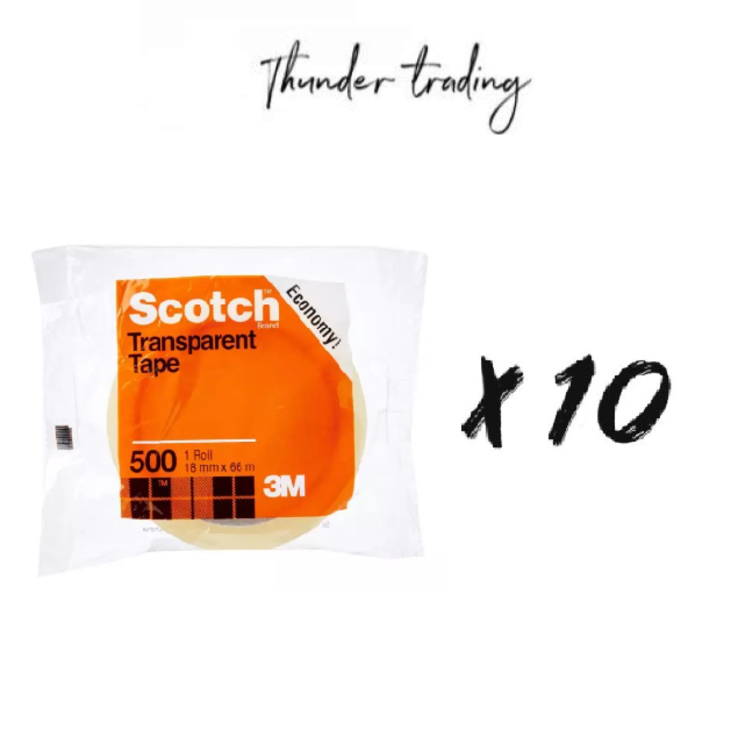 3M 500 Scotch Transparent Tape 18mm x 25M (3/4 Inch) 10 PCS | Shopee ...