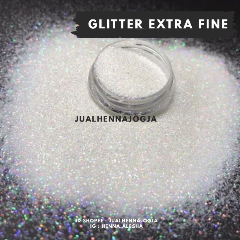 PUTIH Glitter EXTRA FINE 1gram rainbow glitz crystal super smooth white ...