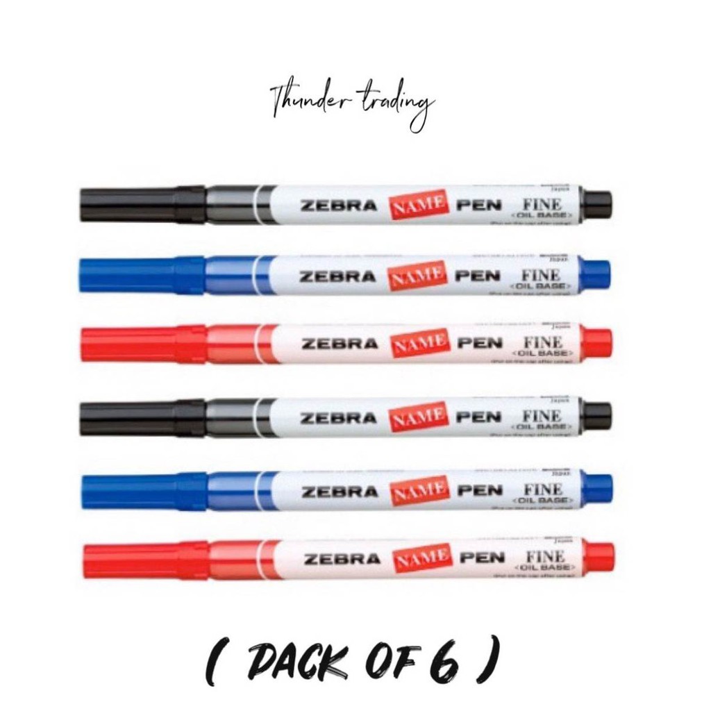 Zebra Fine Marker NAME PEN 1.2mm Permanent Oil-based ( PACK OF 6 ...