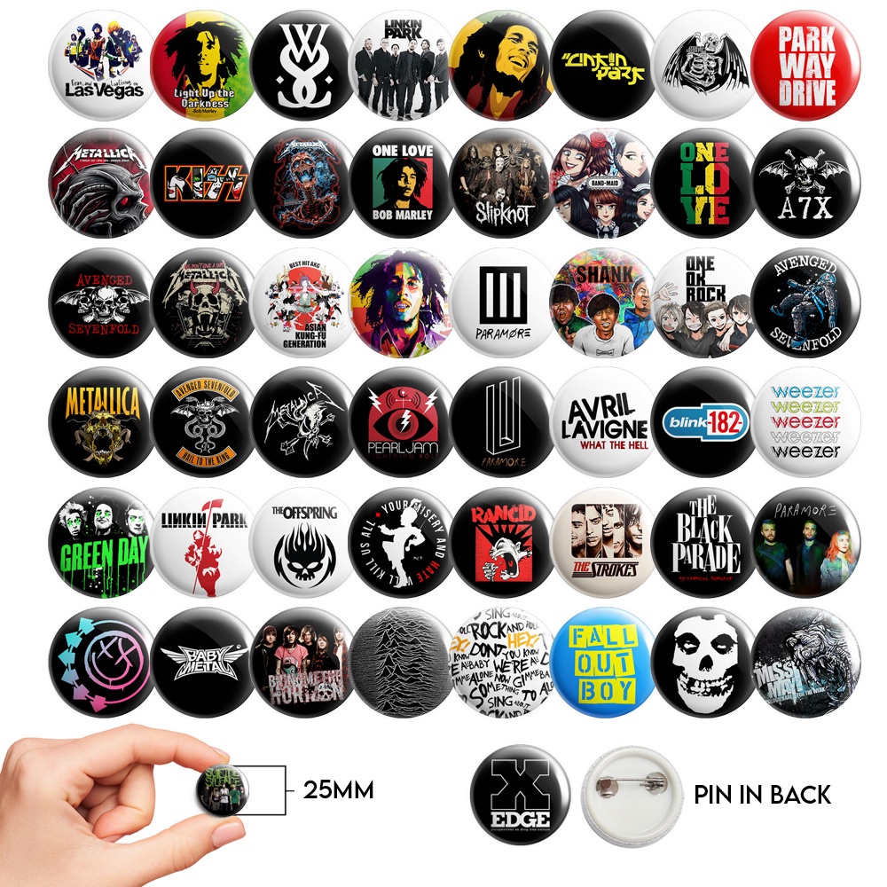 25mm Small Button Badge Pin Band 3 No Minimum Order Music Hardcore ...