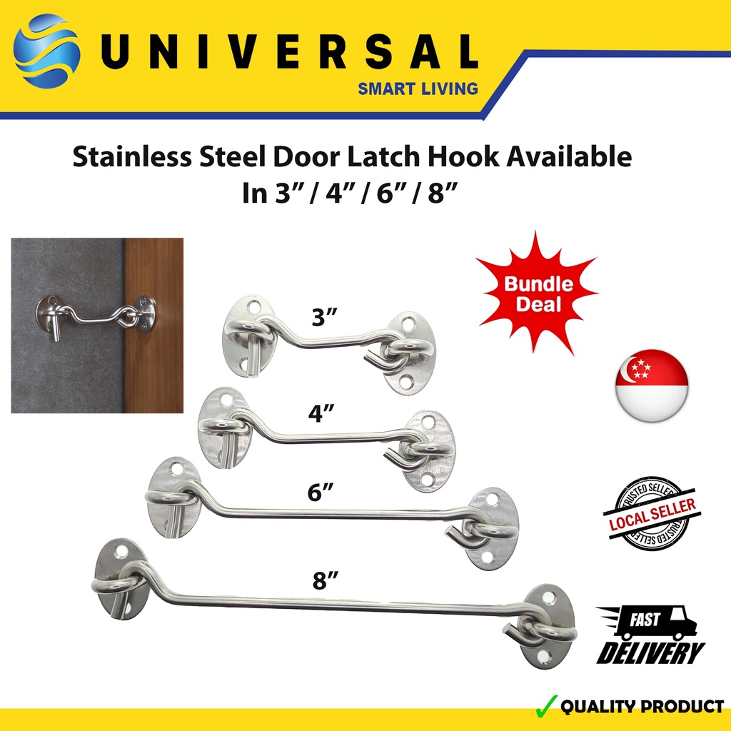 [SG SHOP SELLER] Stainless Steel Door Latch Hook Available In 3" / 4 ...