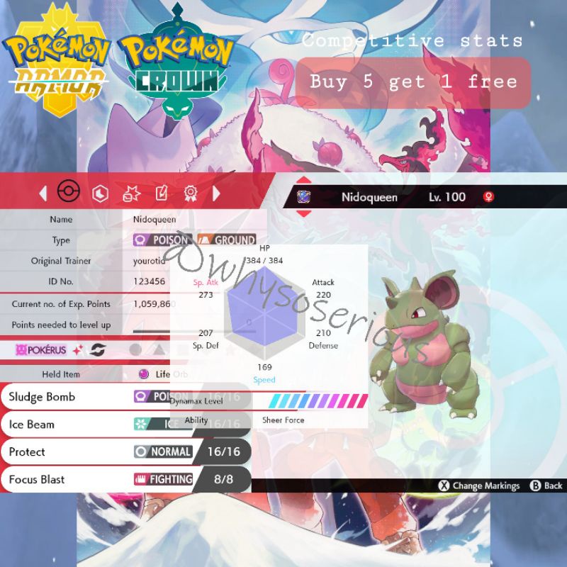 Pokemon Sword and Shield Square Shiny Nidoqueen (Digital Game Code ...