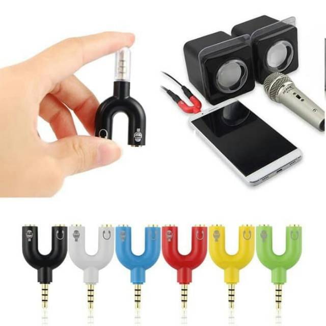 Audio Splitter 2 in 1 Shape U Converter U Stereo Audio U Connector ...