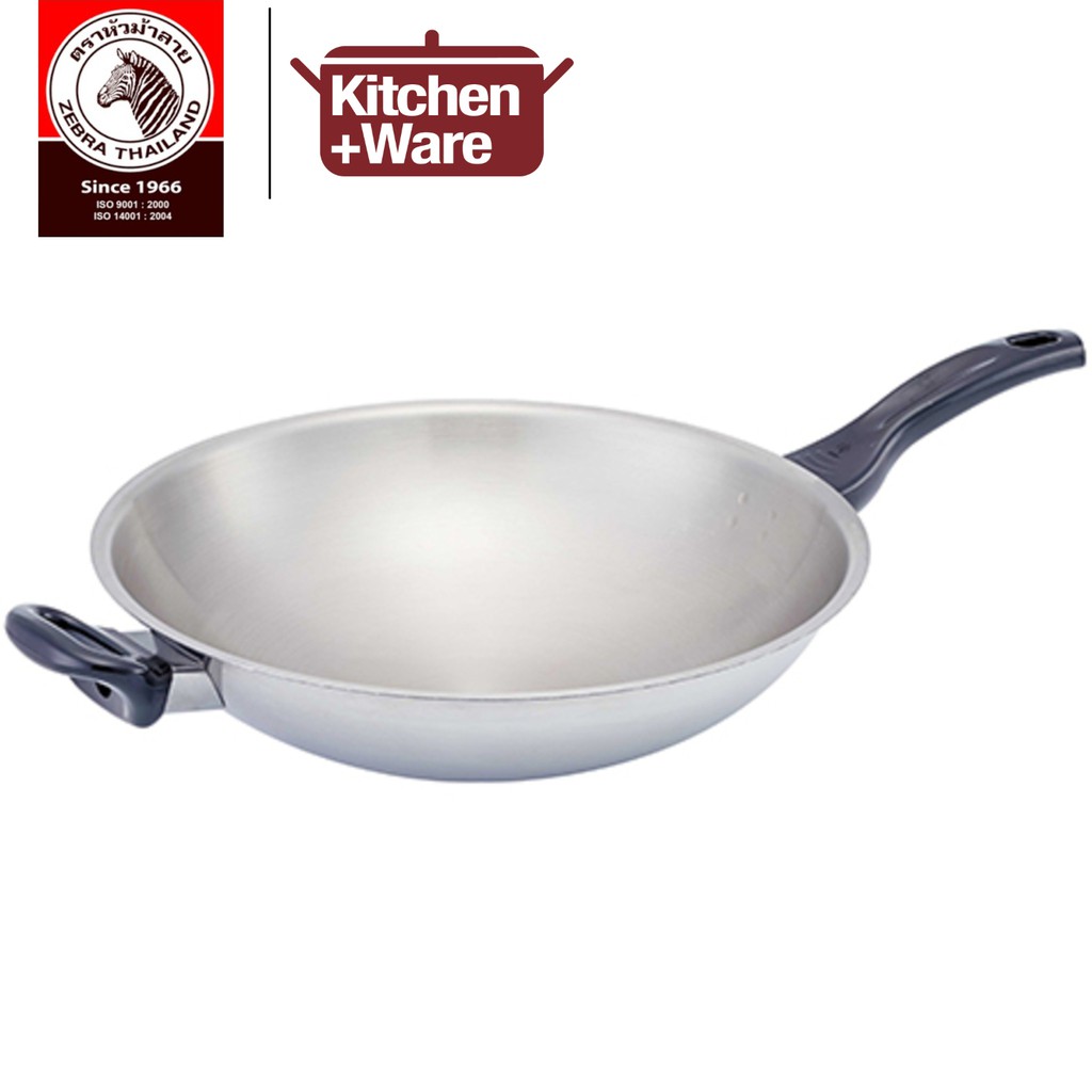 Zebra Stainless Steel 34cm 3 PLY Chinese Wok with Handle | Shopee Singapore