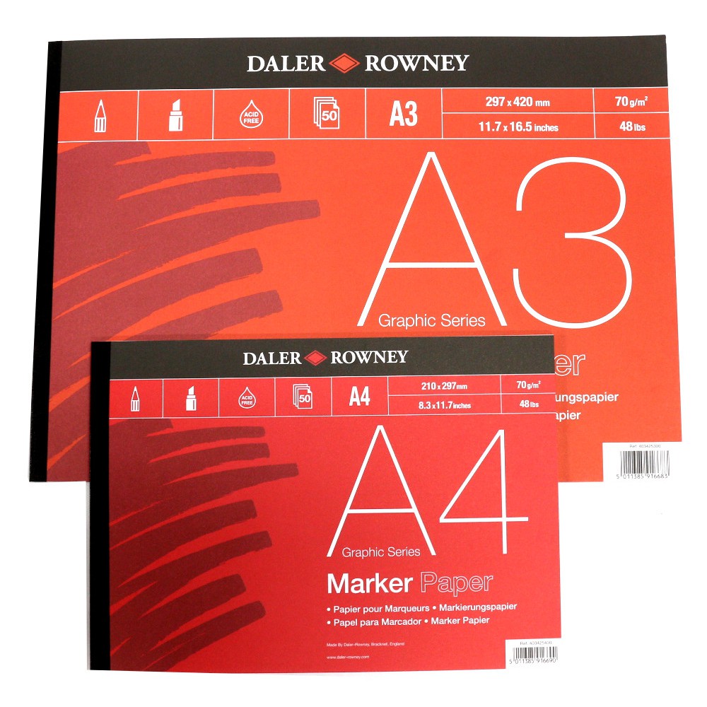 Daler Rowney Marker Pad 70gsm 50sht, in A4, A3 and A2 (284403425X00X ...