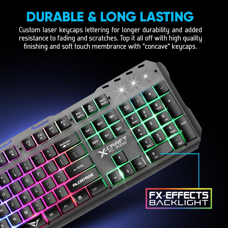 Alcatroz X-Craft XC 3000 Spill Proof Gaming Keyboard and Gaming Mouse ...