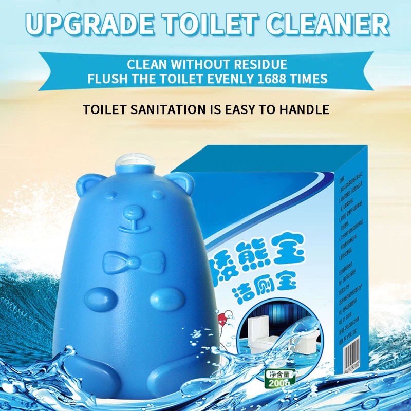 200g Deodorant Cute Blue Bear Toilet Cleaner Magic Automatic Flush ...