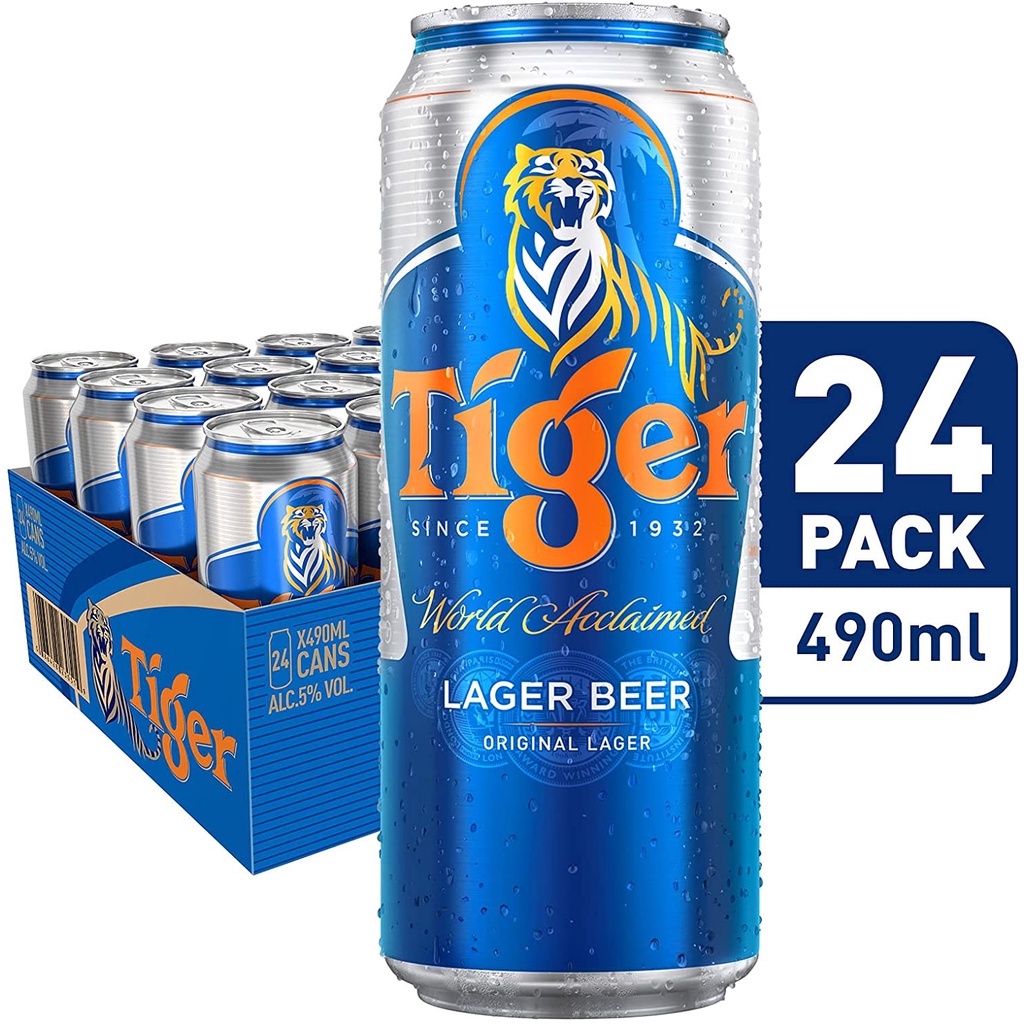 Tiger Beer ( 490ML X 24 CANS ), EXP: 16/ Nov / 2025 | Shopee Singapore