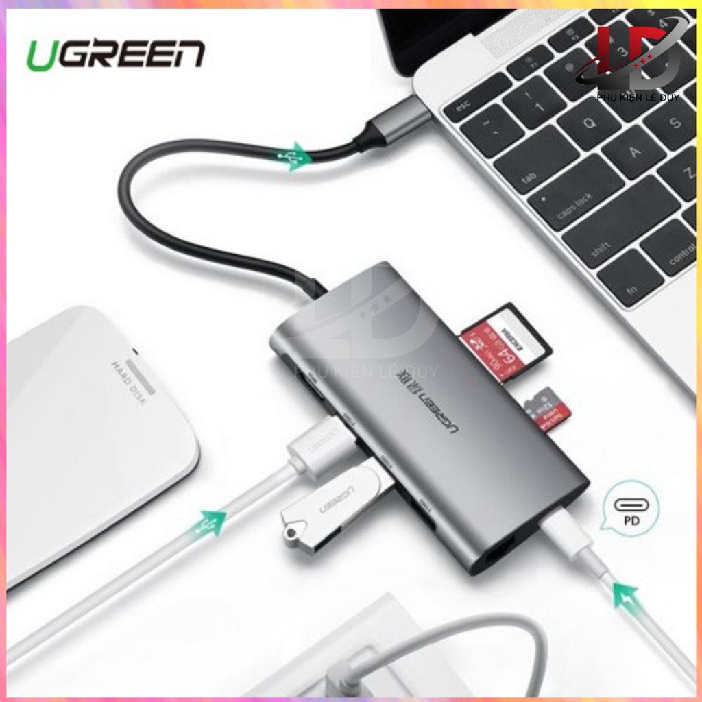 Ugreen 8 IN 1 Multifunctional USB TYPE C HUB USB-C HUB MULTI-PORT TYPE ...