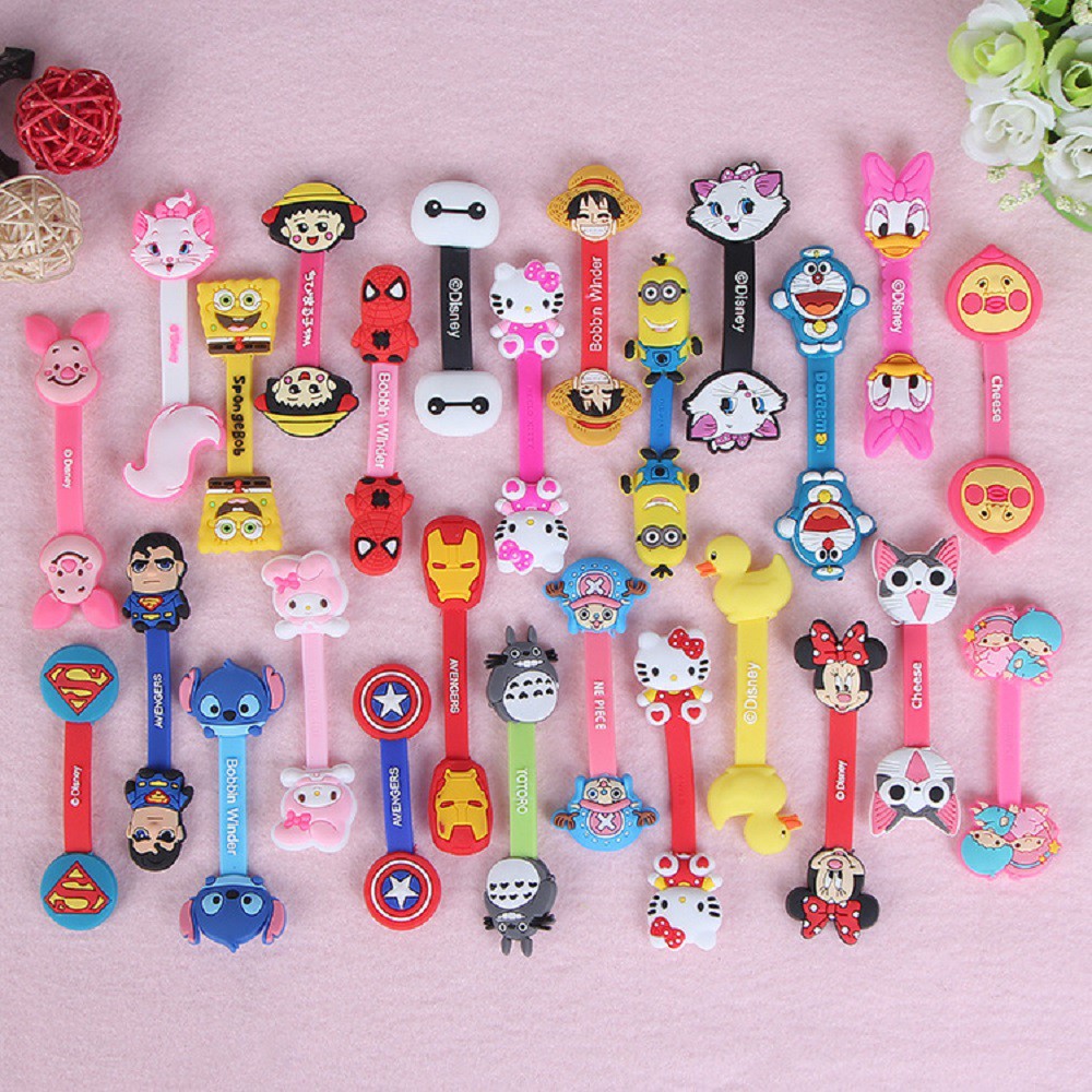 Cute Cartoon Earphone/Data Cable Organizer Wrap Clips Wire Cord Winder ...
