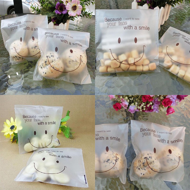 jiamy1 50pcs NEW Smiley Face Self Adhesive Packing Plastic Candy Cookie ...