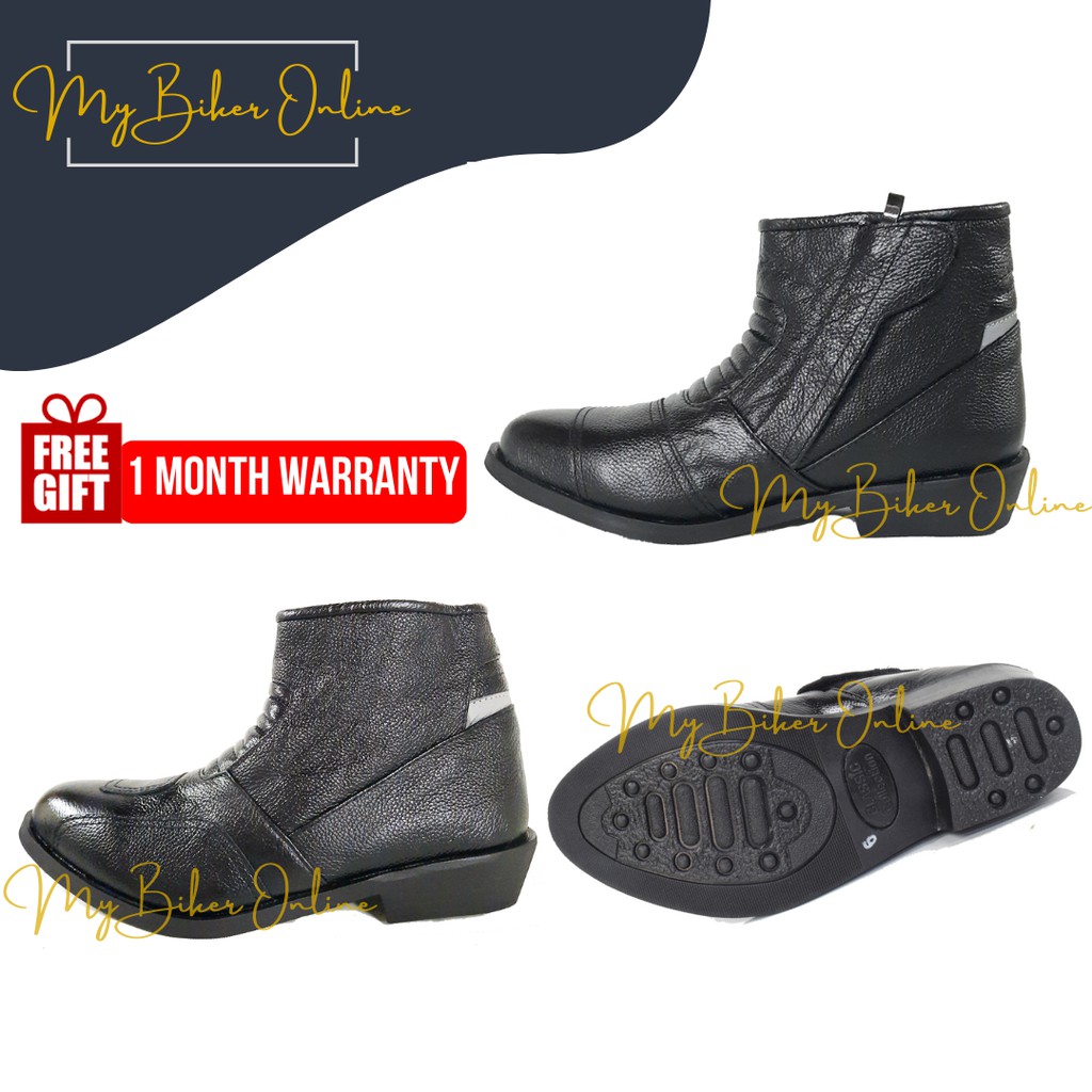 (Tapak Legend) Kasut Trafik Motor Cowhide Leather Biker Boot+ Kotak ...