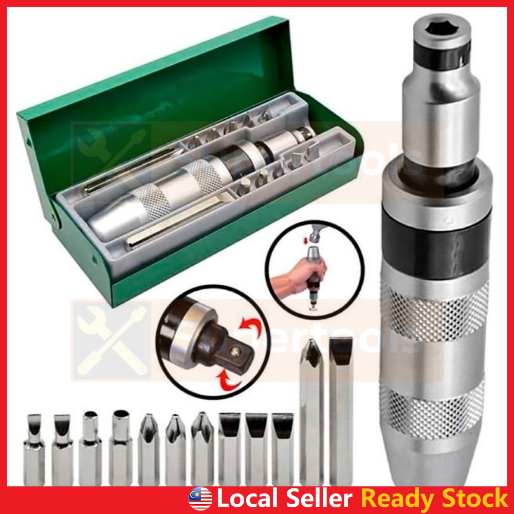 1/2" Manual Impact Driver Reversible Drive Bit Set Portable Automotive ...