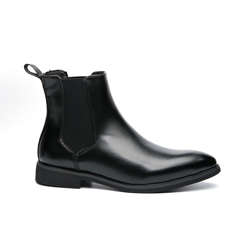 Ready Stock Leather Shoes Men Winter Mid-Cut British Chelsea Boots ...