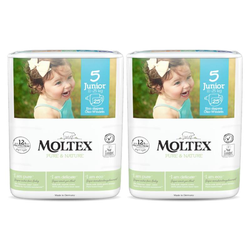 (Bundle of 2) Moltex Pure & Nature Baby Diapers (JUNIOR) 5X25S | Shopee ...