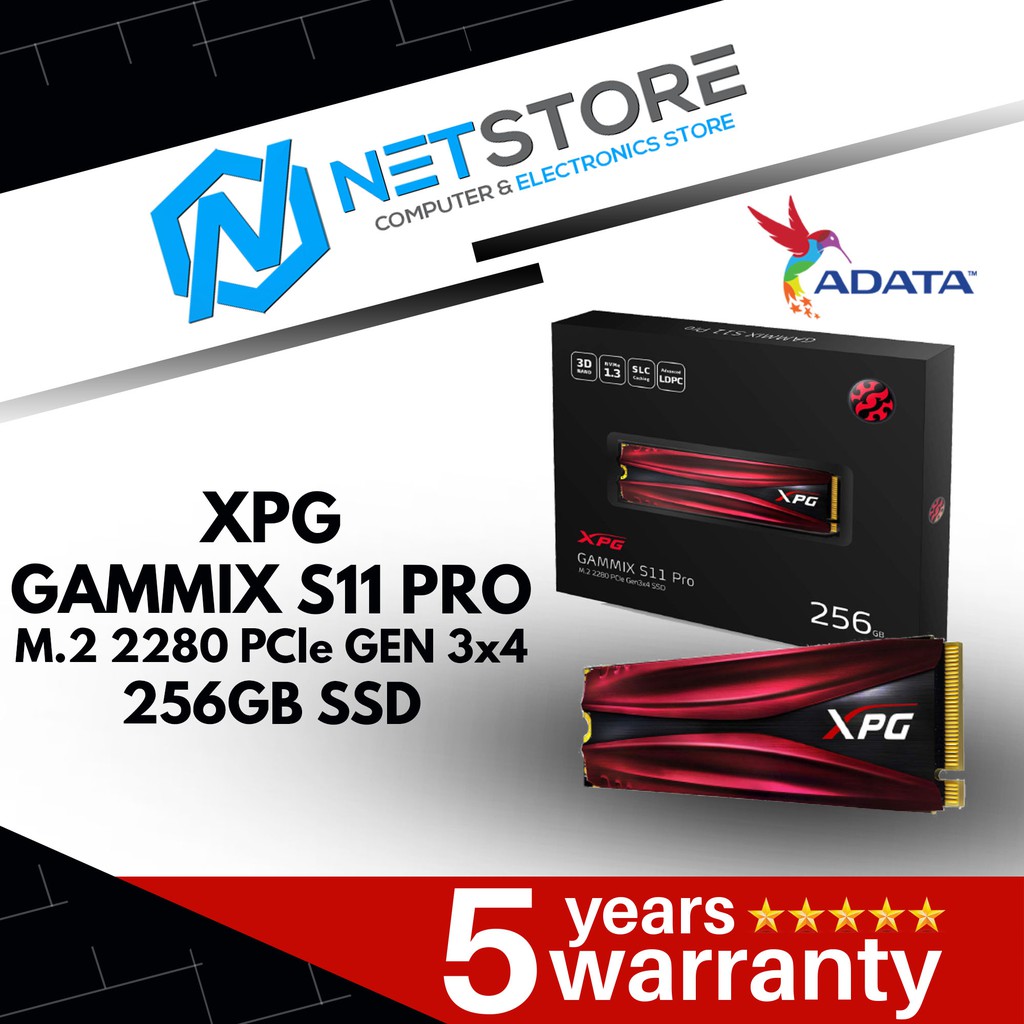 ADATA XPG GAMMIX S11 Pro 256GB PCIe Gen3x4 M.2 2280 Solid State Drive SSD | Shopee Singapore