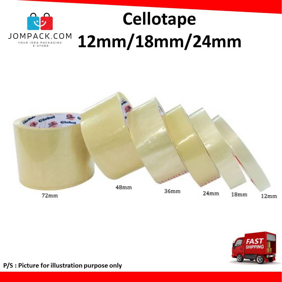 6 roll opp tape Stationery Opp Tape Clear Opp Tape Selotape 12mm 18mm 24mm Sticky Quality Tape ...