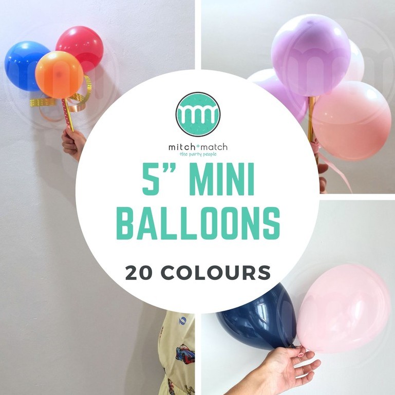 5 inch Mini Balloons (20 Colours) for Cake Toppers + Parties + Events ...