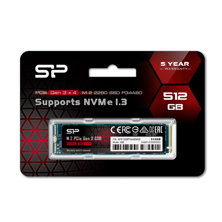 Silicon Power A80 SSD M.2 M2 M 2 2280 PCIe Gen 3x4 NVMe 1.3 - 512GB ...