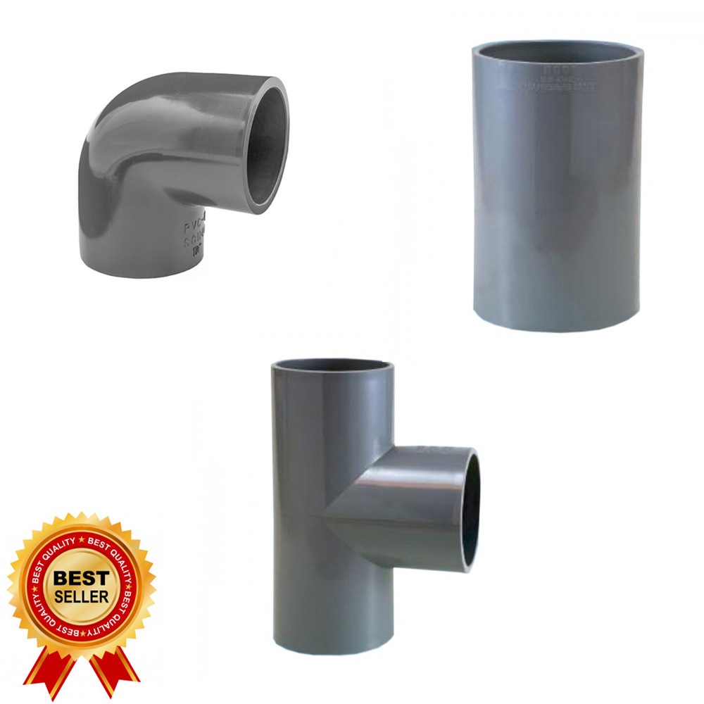 Pvc Socket Elbow Paip Air Connector Aircond Grey Fitting Water 15MM 1/2 ...