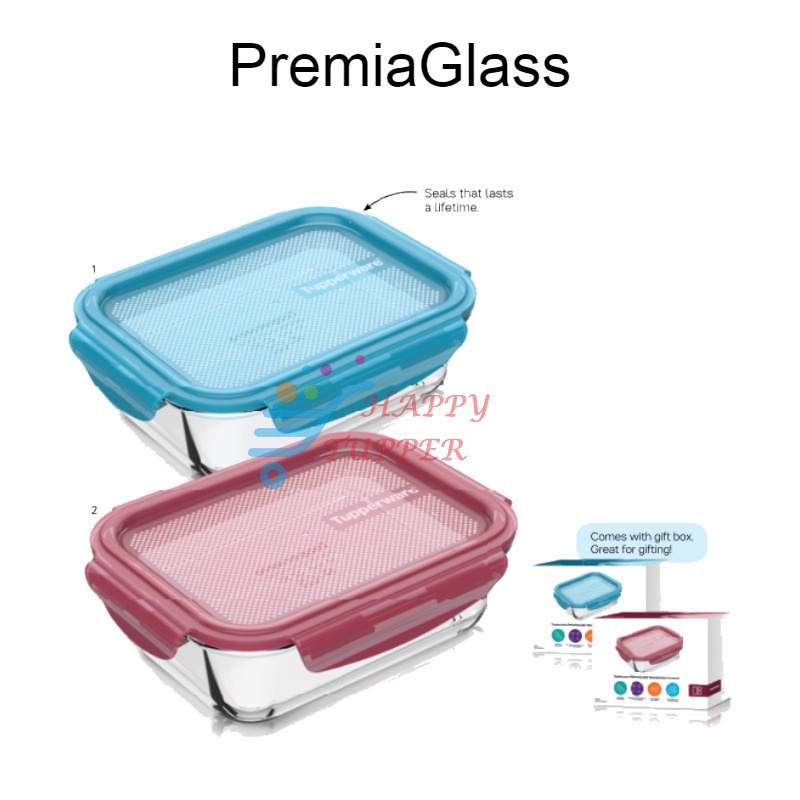 Tupperware PremiaGlass Rectangular 1L (Microvable Lunch Box) | Shopee ...