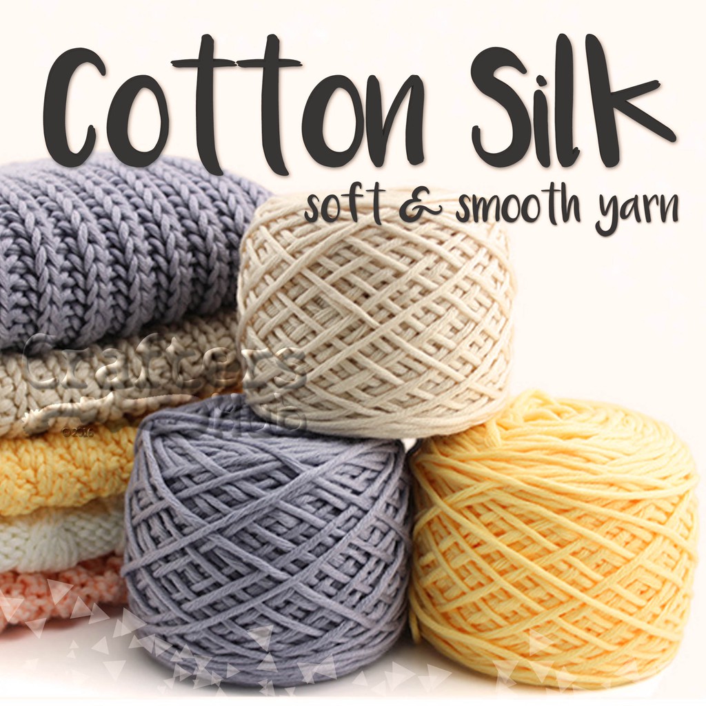 [BULK BUY] COTTON SILK soft & smooth yarn 16-ply ~180g 3mm thk (Solid ...