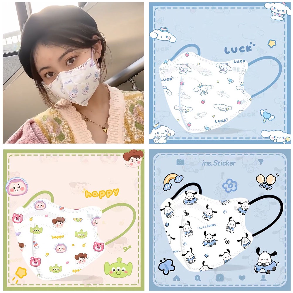 10PCS Adult KN-95 4-PLYMASK 3D Mask DisposableMASK Ear-loop MASK Adult ...