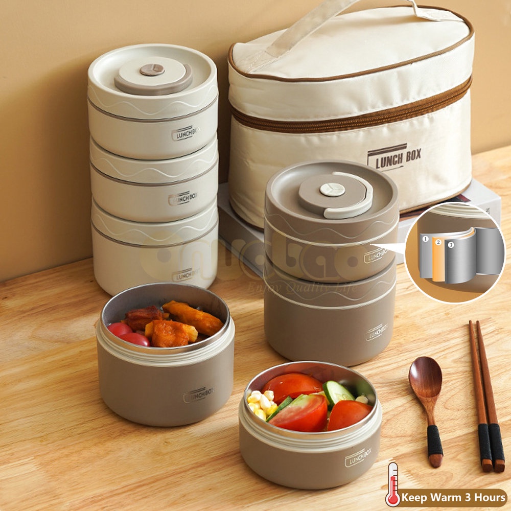 Microwaveable 304 Stainless Steel Lunch Box Round Insulated Food ...