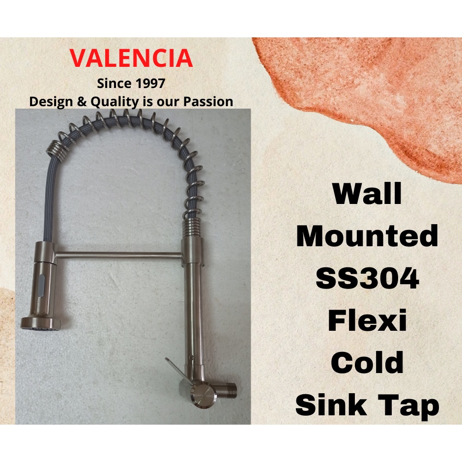 SUS304 stainless steel wall kitchen sink faucet tap wall mount flexible ...