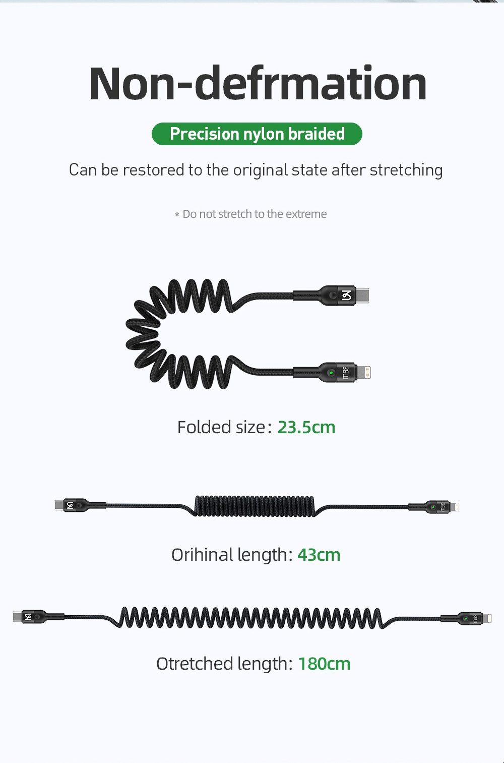 Mcdodo Spring Data Cable 60W Type-C / PD36W iP 14 Pro Max 13 12 11 XR 8 ...