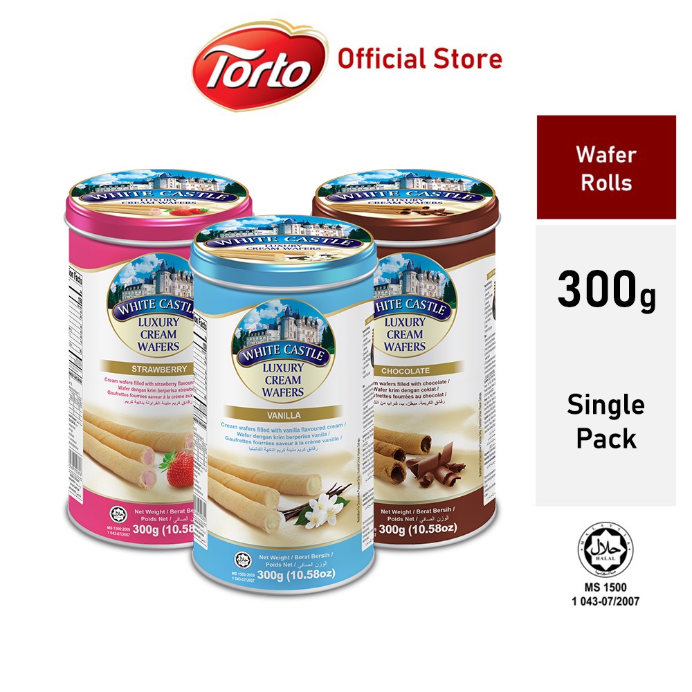 300g White Castle Luxury Cream Wafer Rolls - Chocolate/Vanilla/Cookies ...