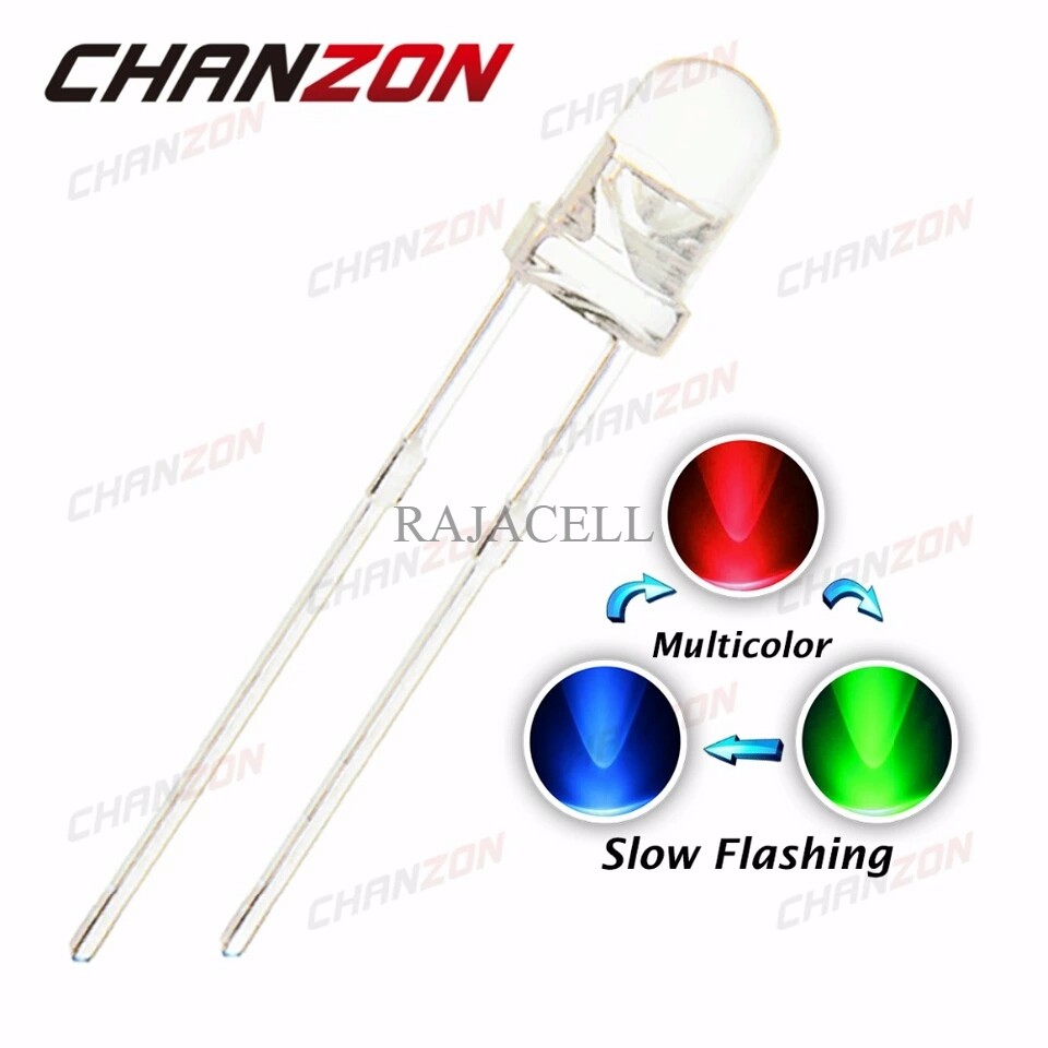 LED RGB Slow Flashing 3mm Diode Ultra Bright Round Through Hole Clear ...