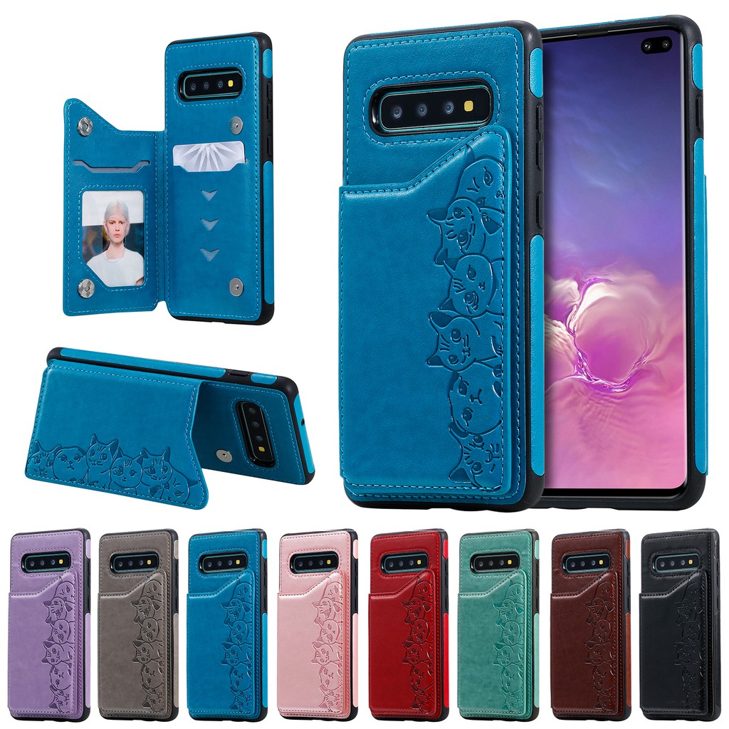 Wallet Casing Samsung Galaxy S10 S9 S8 Plus S10+ S9+ S8+ Leather 3D ...