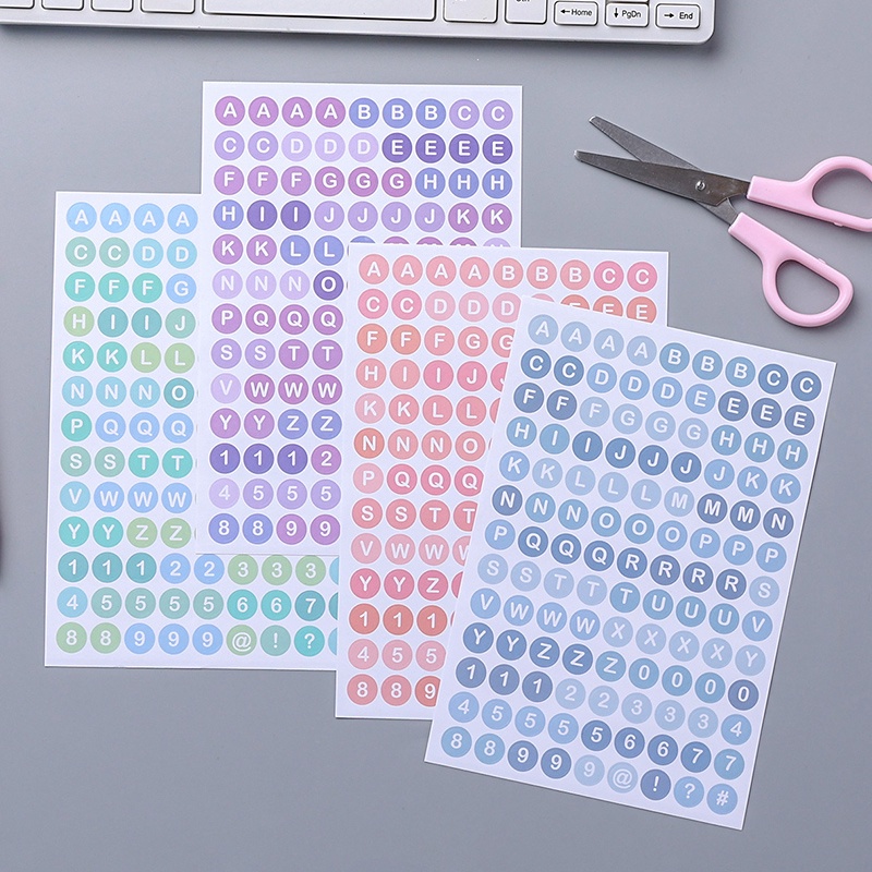 4 Sheets Multi Color English Letters and Numbers Series Dot Deco ...