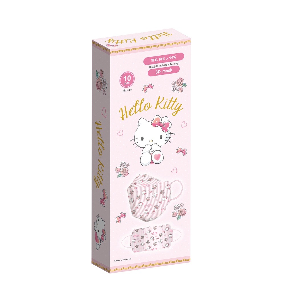 Sanrio Hello Kitty 3D 4Ply Disposable Mask/ KF94 Style/ Kids 6-11 years ...