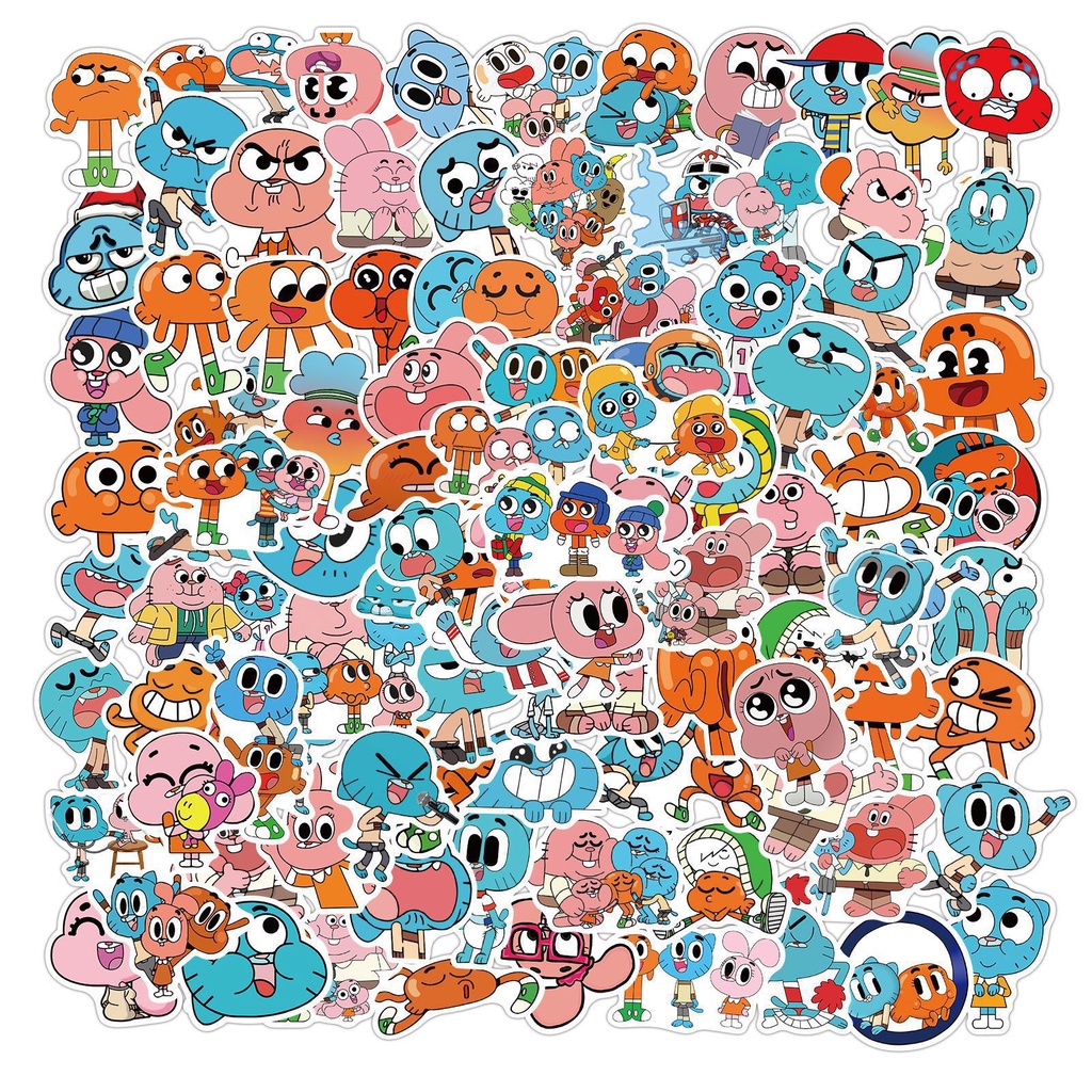 50 pcs The Amazing World of Gumball Cartoon Waterproof PVC stickers (2 ...