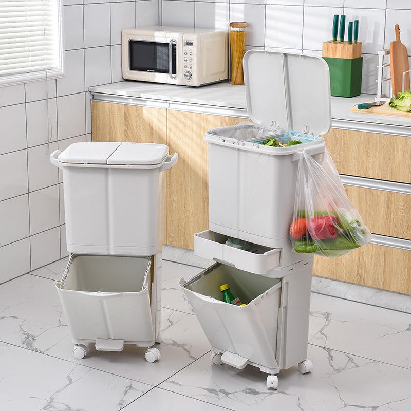 Dustbin Press Hand-free Step Rubbish waste bin Classification 360 ...