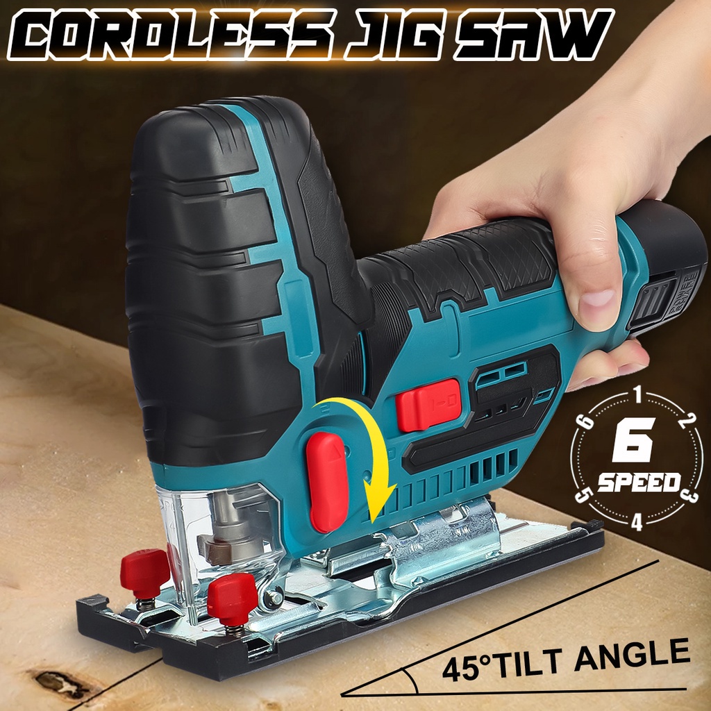 12V 5600RPM Cordless Jig Saw Electric Jigsaw 6 Speed Adjustable ...