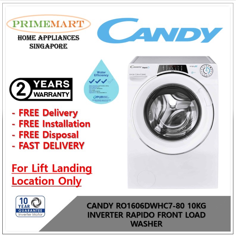 CANDY RO16106DWHC7-80 10KG INVERTER RAPIDO FRONT LOAD WASHER *FREE ...