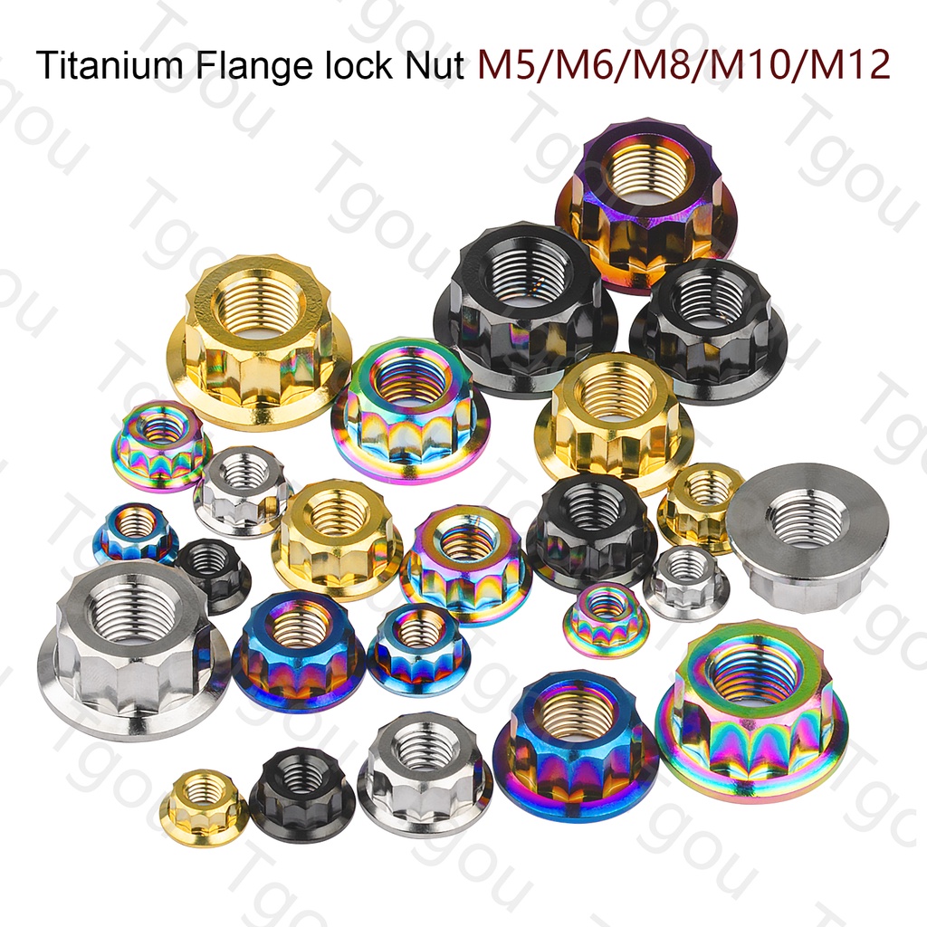 Tgou Titanium Nut M5/M6/M8/M10/M12 Flange 12 Point Bi Hex Nuts for ...