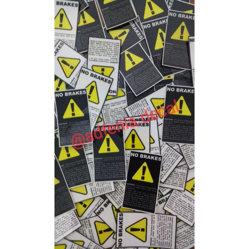 Decal Sticker NO BRAKES Fixie Fixed Gear Sticker NO BRAKES 700c ...