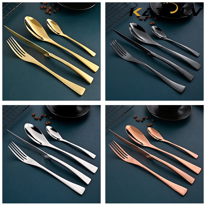 KATELV High Quality Flatware Tableware Set Metal Cutlery Knife Spoon ...