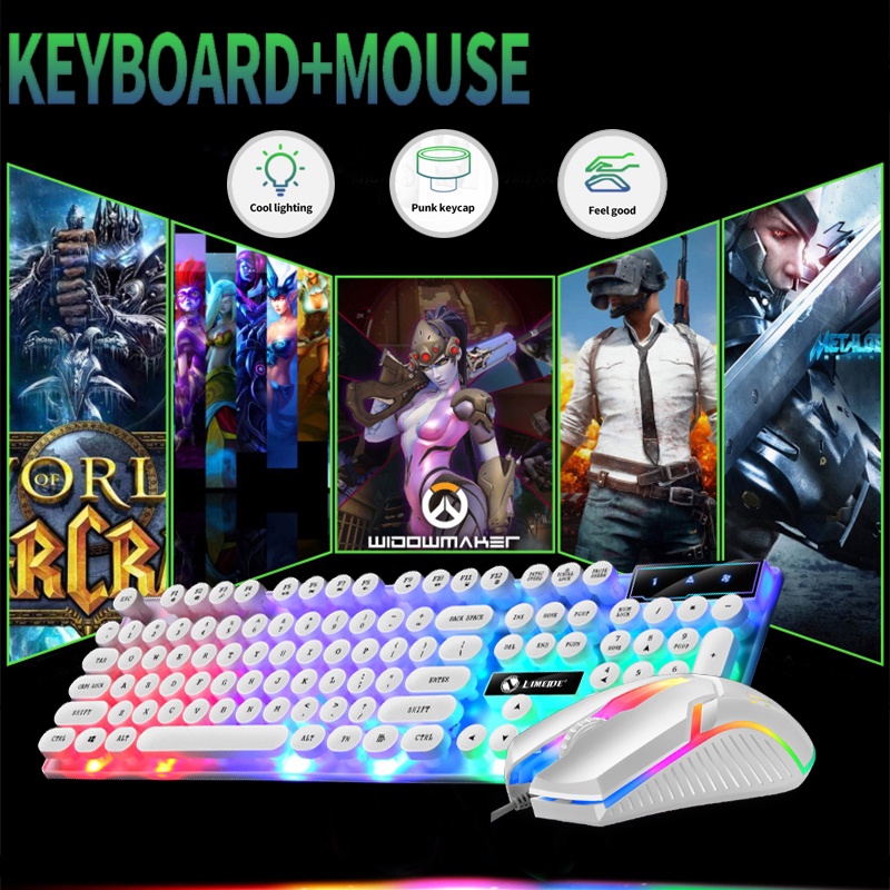 Mechanical Computer Keyboard Set RGB Gaming Mouse and Keyboard USB ...