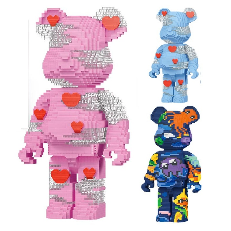 High Quality Mini Blocks Cartoon Building Toy Love Pink BearBrick Anime ...