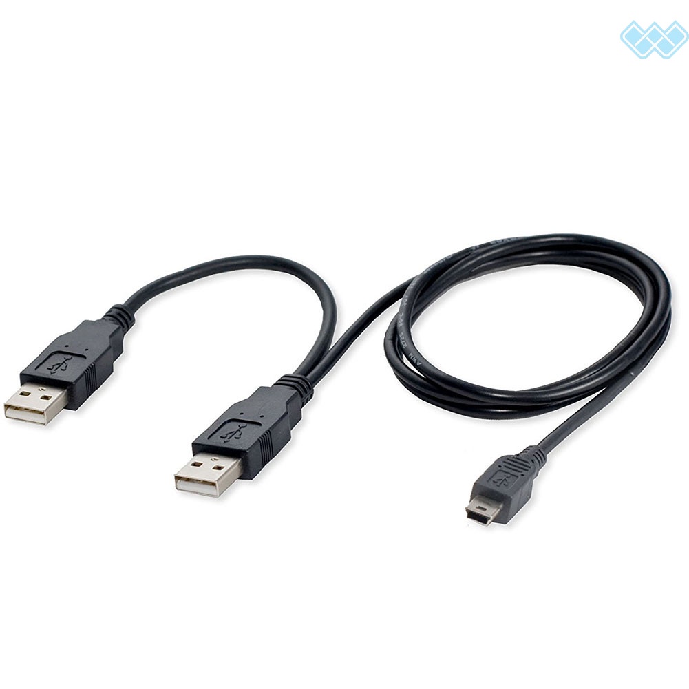 Dual USB 2.0 Type A to USB Mini 5-Pin Type B x1 Y Data & Power Cable ...