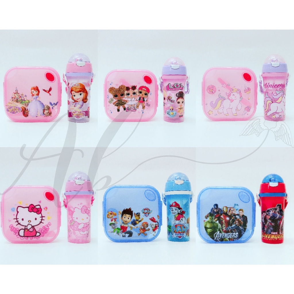 Angel Baby Cartoon Unicorn Kitty Princess Sofia Kids Lunch Box Water ...